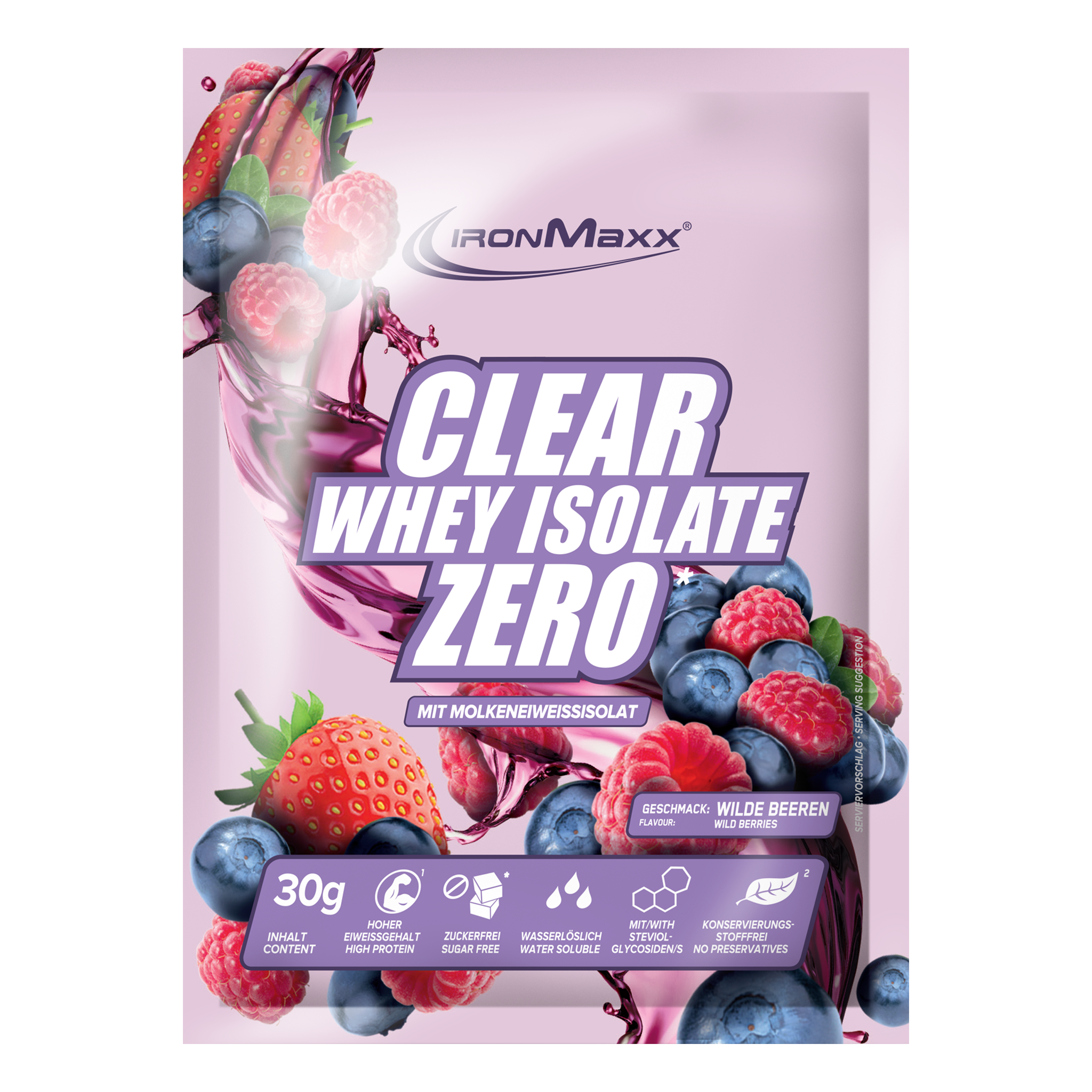 Clear Whey Isolate ZERO Waldfrucht 30g - Jetzt kaufen – IronMaxx Nutrition