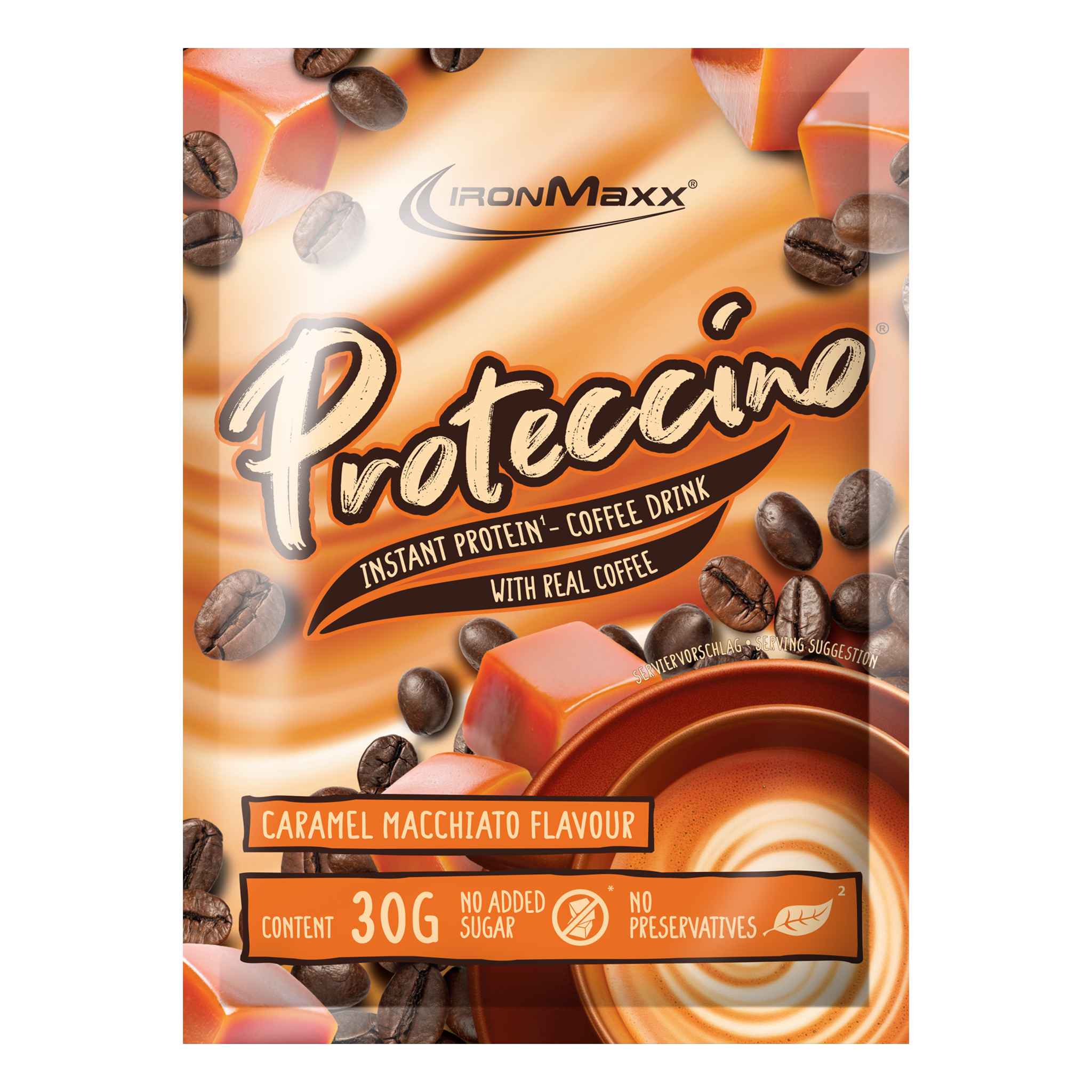 Proteccino Caramel Macchiato 30g - Jetzt bestellen – IronMaxx Nutrition