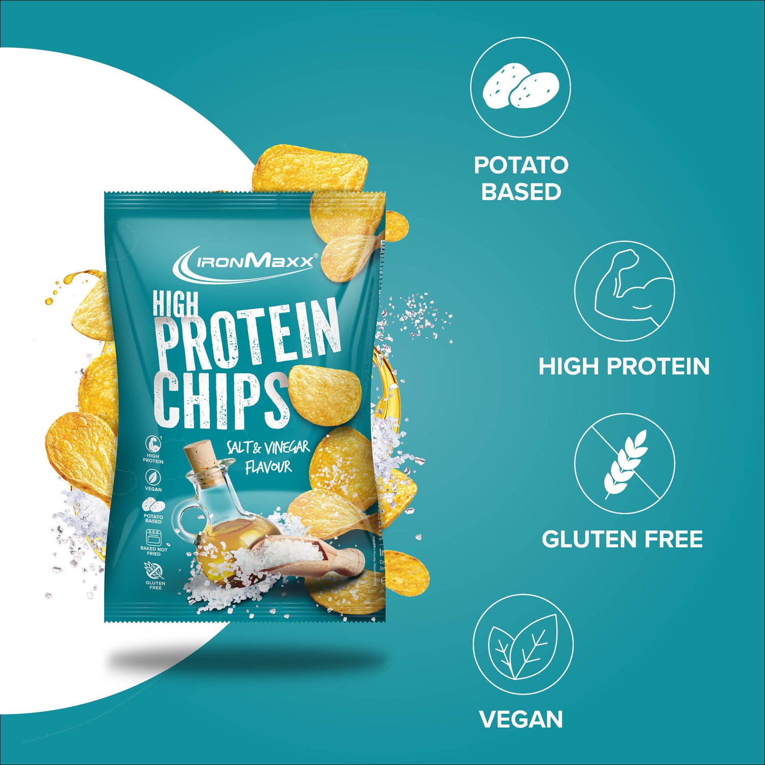 High Protein Potato Chips 60g - Salt & Vinegar – IronMaxx Nutrition