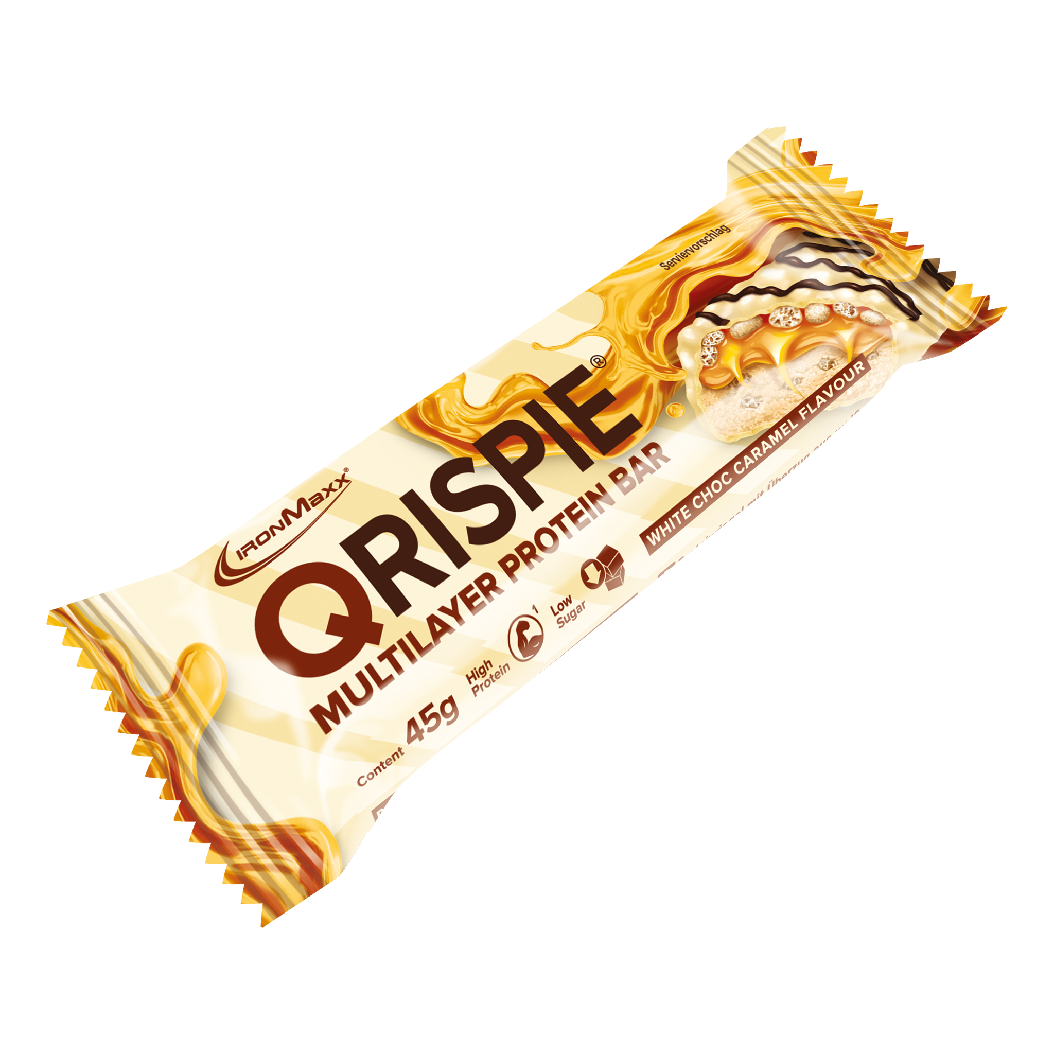 Qrispie® Protein Bar (45g) - White Choc Caramel – IronMaxx Nutrition